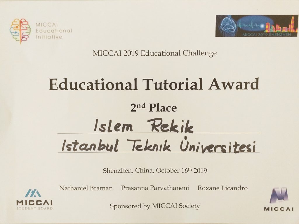 Dr Rekik receiving the MICCAI Educational Challenge Award (Shenzhen ...